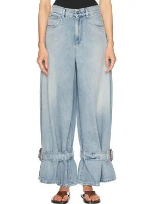 JW Anderson Buckle Wide Leg Jeans - Light Blue