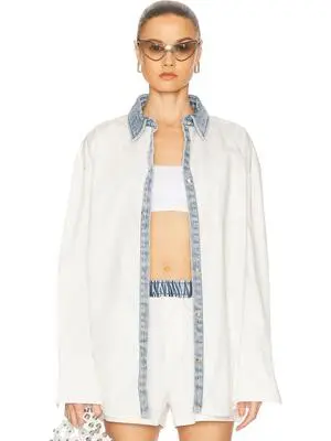 SEROYA Gill Oversized Shirt - White & Coastline