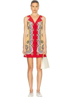 BODE Bricolage Dress - Red Multi