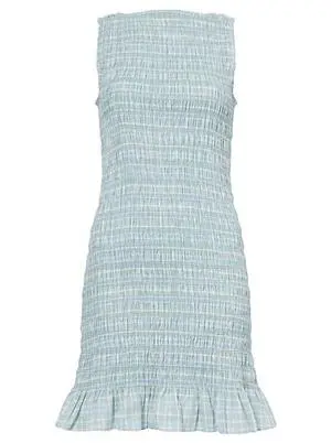 AMY LYNN Check-print Shirred Mini Dress - Green