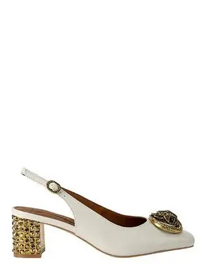 Kurt Geiger Chelsea Leather Heeled Slingbacks - Bone