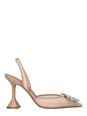 Amina Muaddi Begum 95 Mesh Slingback Heeled Courts - Beige
