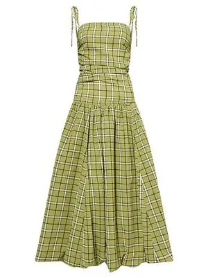 AMY LYNN Plaid Woven Midi Dress - Green