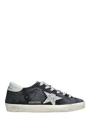 GOLDEN GOOSE Super Star Branded Suede Low-top Trainers - Navy
