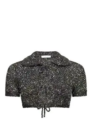 AREA Sequin-embellished Cardigan - Black