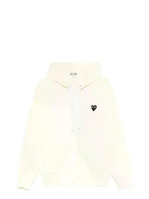 Play Comme Des Garcon Comme Des Garçons Play Large Heart-print Zip-up Hoodie Neutrals