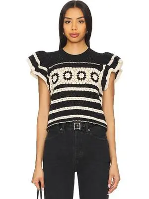 Rails Penelope Crochet Top - Black & Ivory Stripe