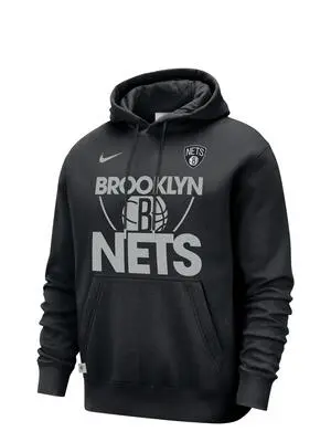 Nike Brooklyn Nets Club Courtside Nba Pullover Hoodie - Black