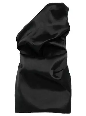 MARQUES' ALMEIDA Satin Draped Mini Dress - Black