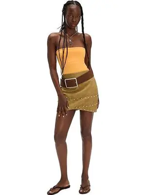 Apparis Sans Vegan Leather Cross Skirt Sepia