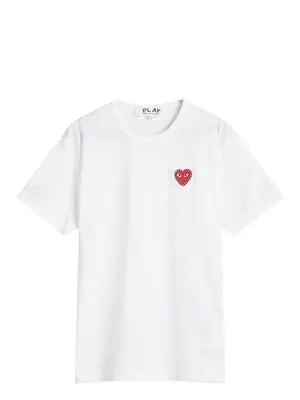 Play Comme Des Garcon Studded Heart T-shirt - White/red