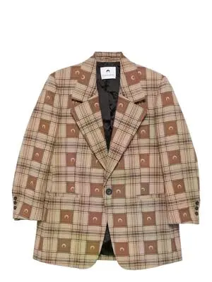 MARINE SERRE Moon-checked Jacquard Blazer - Neutrals
