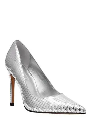 Steve Madden Leather Pointed Toe Pumps - Silver Disco
