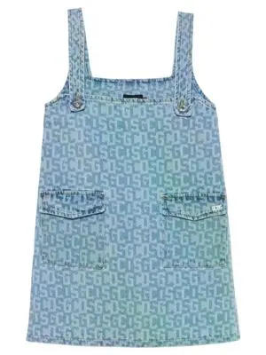 Gcds Monogram Denim Mini Dress - Blue