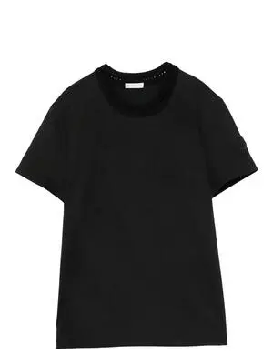 Moncler Crochet-accent Cotton T-shirt - Black