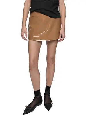 Rebecca Minkoff Hayden Faux Patent Skort - Praline
