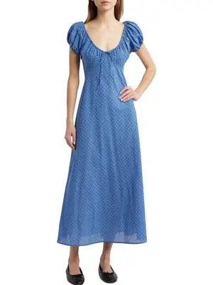 DÔEN Sofia Check Organic Cotton Voile Midi Dress - Cassis Check