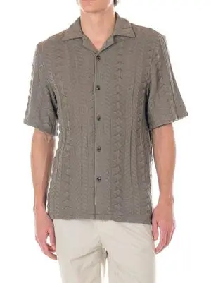 ORIGINAL PAPERBACKS Positano Cabled Knit Camp Shirt - Smoke