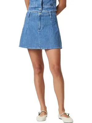 MAVI Stripe A-line Mini Denim Skirt - Blue Stripe Denim