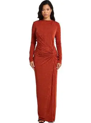 DASKA Athena Twist Maxi Dress - Rust