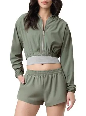 FLORENCE BY MILLS Florence By Mills Front Zip Hooded Crop Track Jacket Laurel Wreath