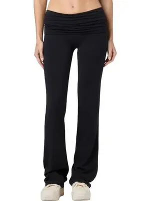 FLORENCE BY MILLS Softie Cotton Blend Fold Over Pants Black
