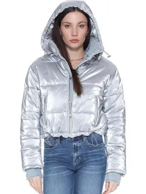 BLUE REVIVAL Denim Puffer Jacket - Metallic Silver