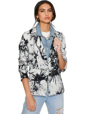 BLUE REVIVAL Tie Dye Blazer With Denim Insert - Black / White Tie Dye