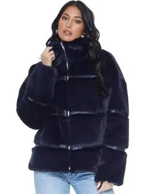 BLUE REVIVAL Faux Fur Jacket - Navy