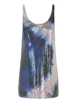 Rabanne Printed Mesh Tank Top - Blue