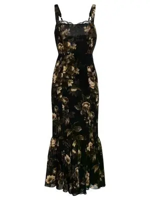 REFORMATION Irisa Floral-print Midi Dress - Black