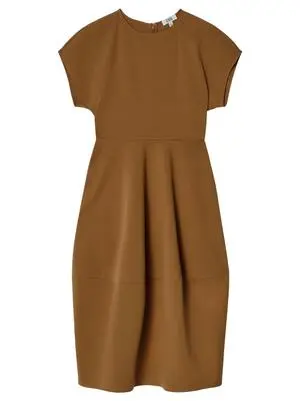 Cos Sculpted Cotton Midi Dress Beige