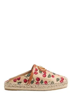 Valentino Garavani Vlogo Signature Cherryfic Motif Mules - Natural/red