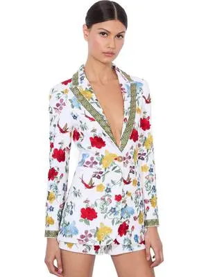 Alice + Olivia Breann Embroidered Blazer - Red