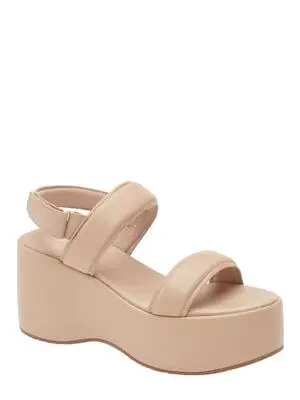CHOCOLAT BLU Kande Slingback Platform Wedge Sandal - Beige Leather