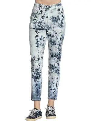 APNY Floral Print Skinny Jeans - Blue Multi