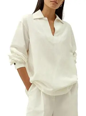 Lilysilk Oversized Silk-linen Blend Shirt - Natural White