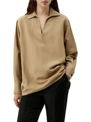 Lilysilk Oversized Silk-linen Blend Shirt - Oak