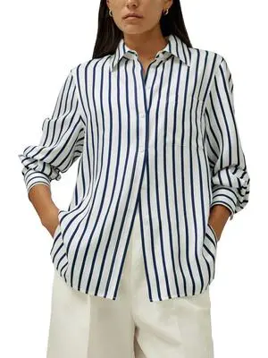 Lilysilk Oversized Striped Silk Shirt - Palma Stripe
