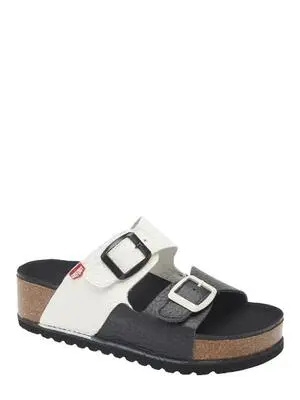 ON FOOT Leather Platform Sandals Negro/blanco