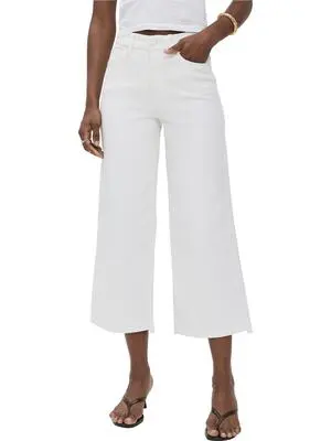 Good American Cropped Palazzo Jeans - White001