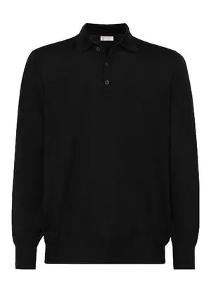 Brunello Cucinelli Lightweight Knit Polo - Black