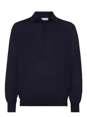 Brunello Cucinelli Lightweight Knit Polo - Navy Blue