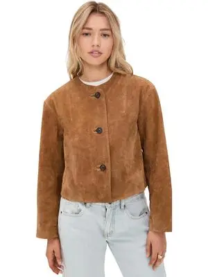Madewell Crop Suede Jacket - Aged Cognac