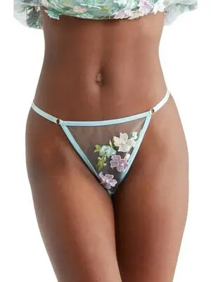 KILO BRAVA Floral Embroidered G-string - Powder Blue Multi
