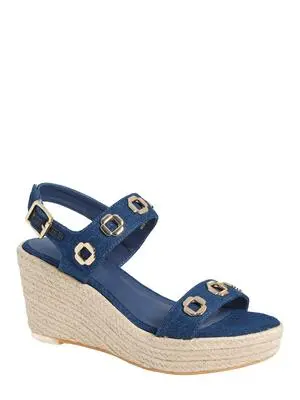 KOKO + PALENKI KOKO + PALENKI Echo Slingback Espadrille Platform Wedge Sandal Denim