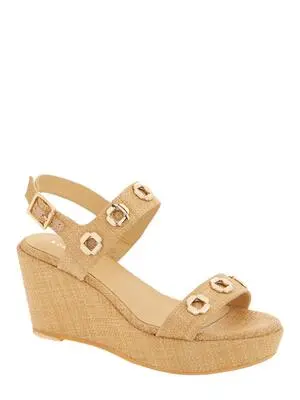 KOKO + PALENKI Echo Slingback Espadrille Platform Wedge Sandal - Raffia