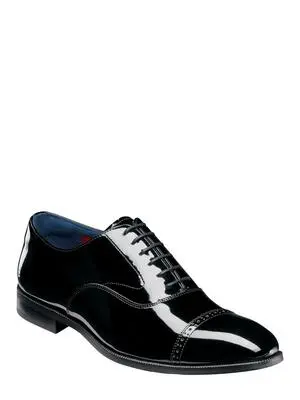 STACY ADAMS Concorde Ii Patent Cap Toe Wholecut Shoe - Black Patent