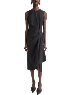 Alexander McQueen Twisted Drape Sleeveless Sheath Dress - Black