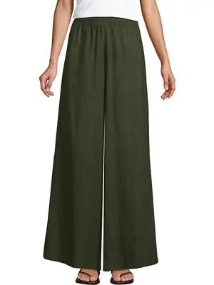 LANDS' END Lands' End Linen High-Rise Palazzo Pants Washed Moss